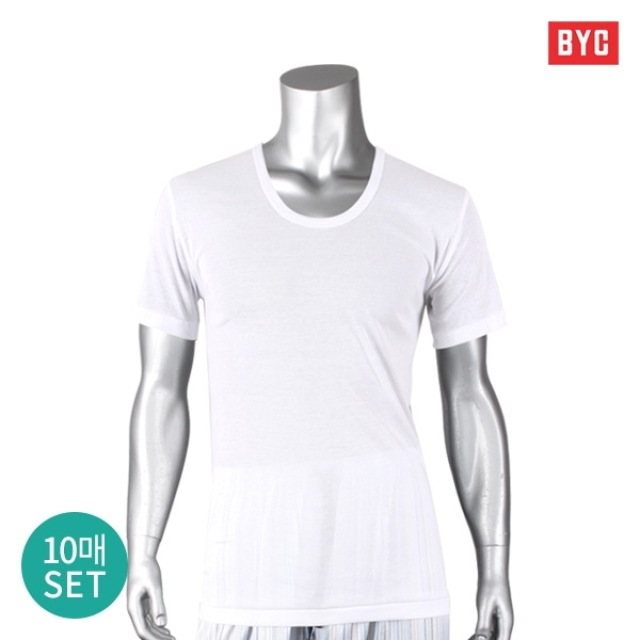 [BYC]순면 백색 반팔런닝 10매세트/기본런닝/남자런닝_P036064603