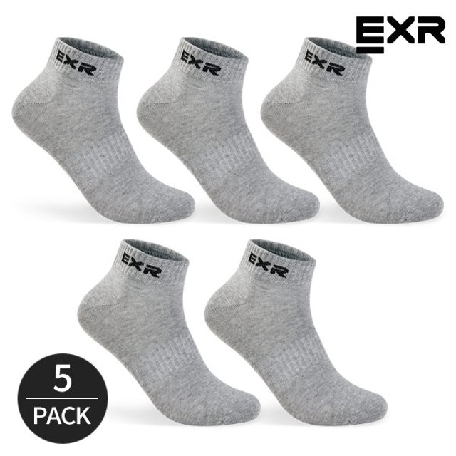 EXR 남성 심플 스탠다드 발목양말 5P_GY