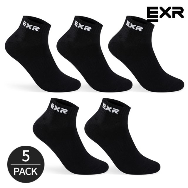 EXR 남성 심플 스탠다드 발목양말 5P_BK