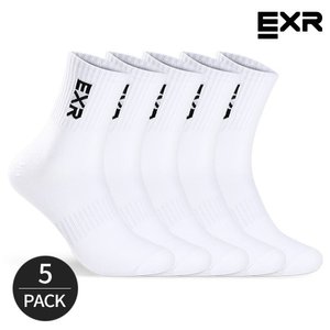 EXR 남성 로고포인트 스탠다드 중목양말 5P_WHBK