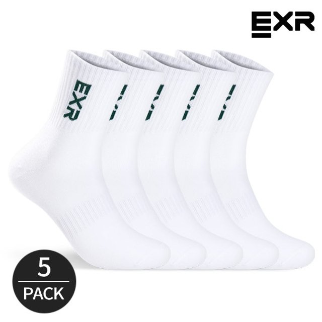 EXR 남성 로고포인트 스탠다드 중목양말 5P_WHGR