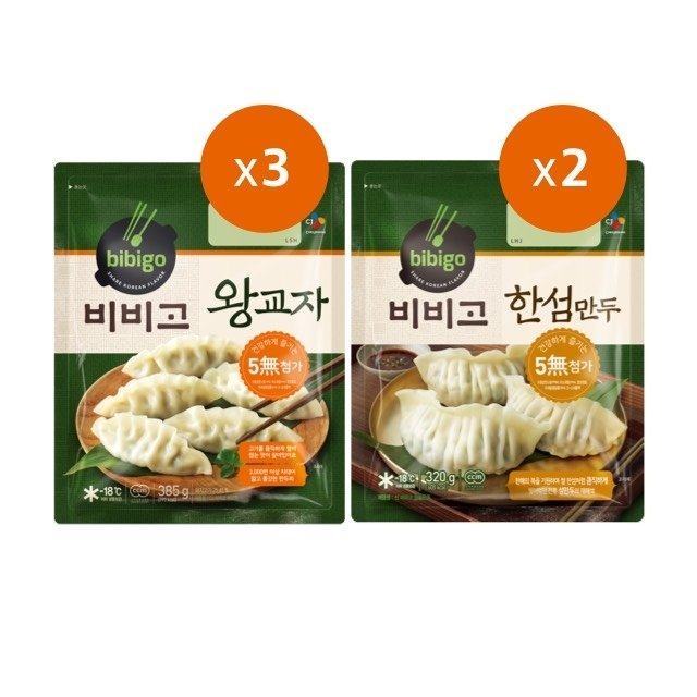 [CJ] 비비고 왕교자385G 3봉 +수제한섬만두320G 2봉