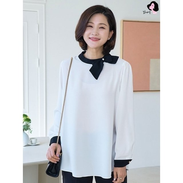 [김여사](~120size)헤이르 리본 쉬폰 블라우스 2col_P358745091