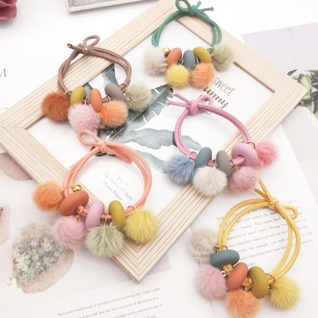 [3COLOR] 파스텔 밍크볼 헤어 머리끈 3P SET